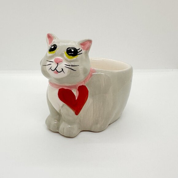 Source Unknown | Accents | Ceramic Cat Kitten Planter Cute Derpy Heart ...